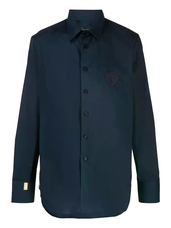 BILLIONAIRE Embroidered-motif Long-sleeve Shirt - Blue