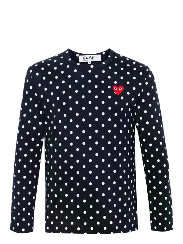 Play Comme Des Garcon Polka-dot Cotton T-shirt - Blue