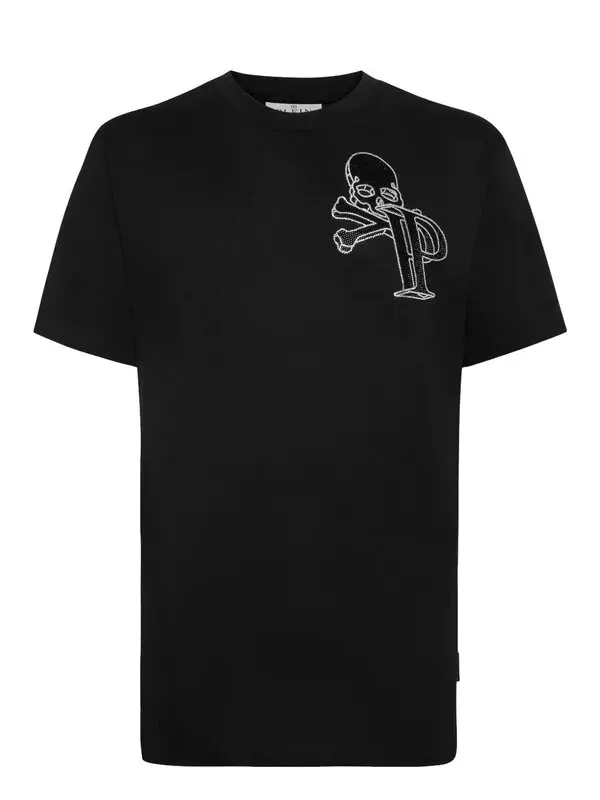 Philipp Plein Rhinestone-embellished Cotton T-shirt - Black