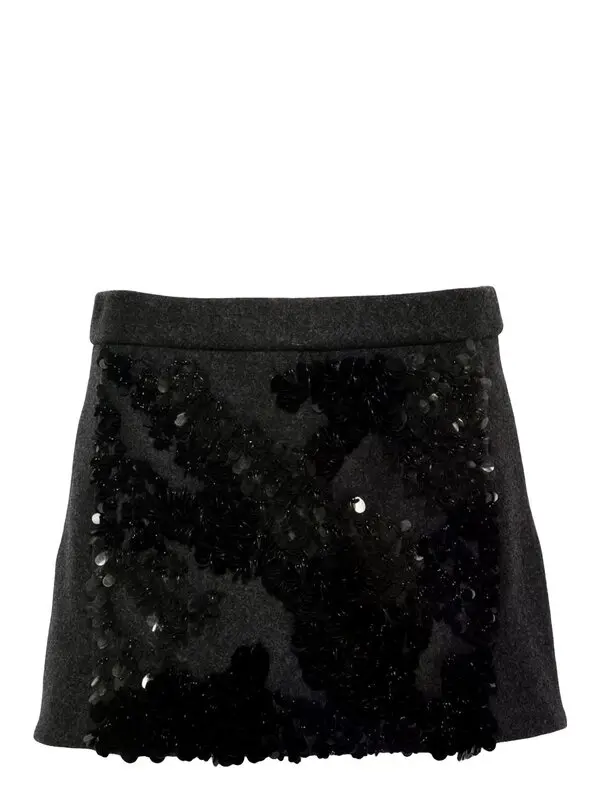 Plan C Sequined Mélange-effect Mini Skirt - Grey