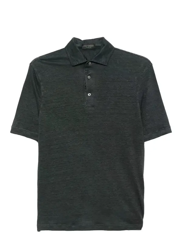 DELL'OGLIO Linen Polo Shirt - Grey