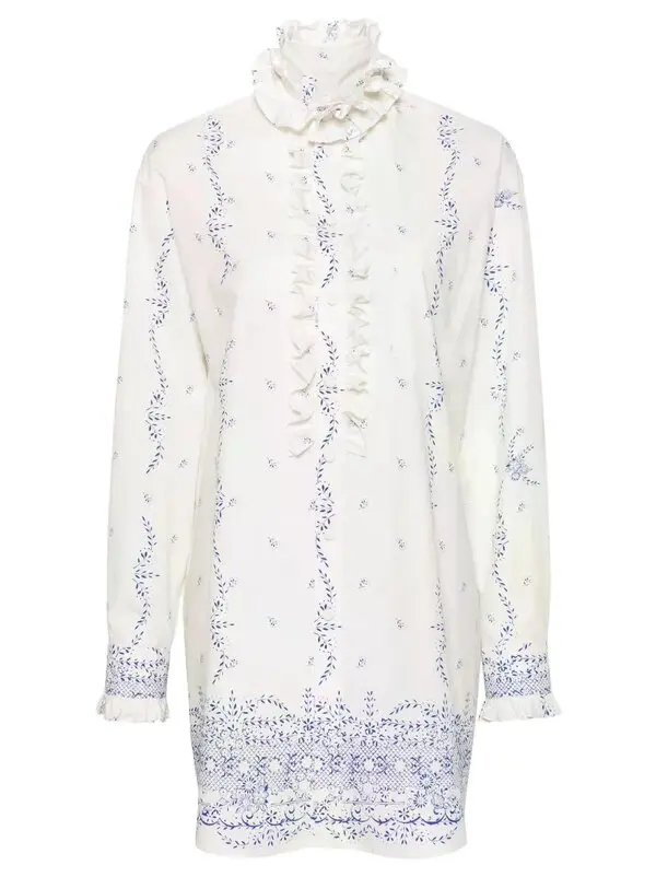 Philosophy Di Lorenzo Serafini Floral-print Cotton Shirt Dress - Neutrals