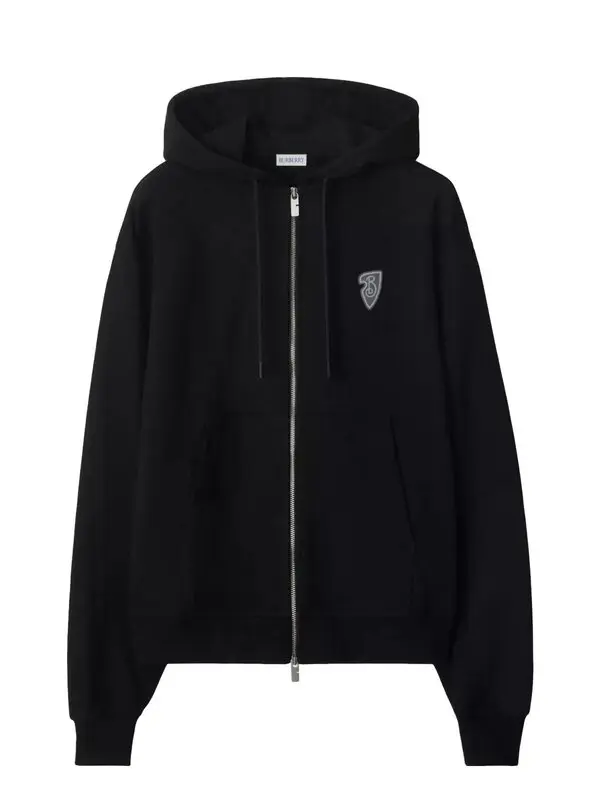 Burberry Equestrian Knight Cotton Hoodie - Black