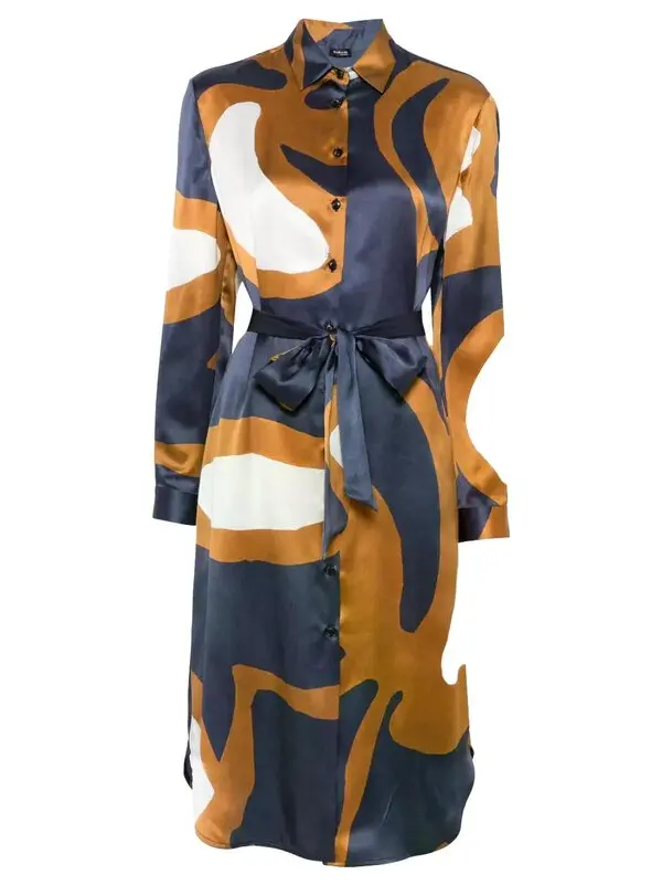 Kiton Printed Midi Dress - Blue