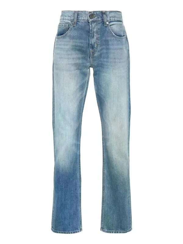 7 For All Mankind Logo-patch Straight Leg Jeans - Blue