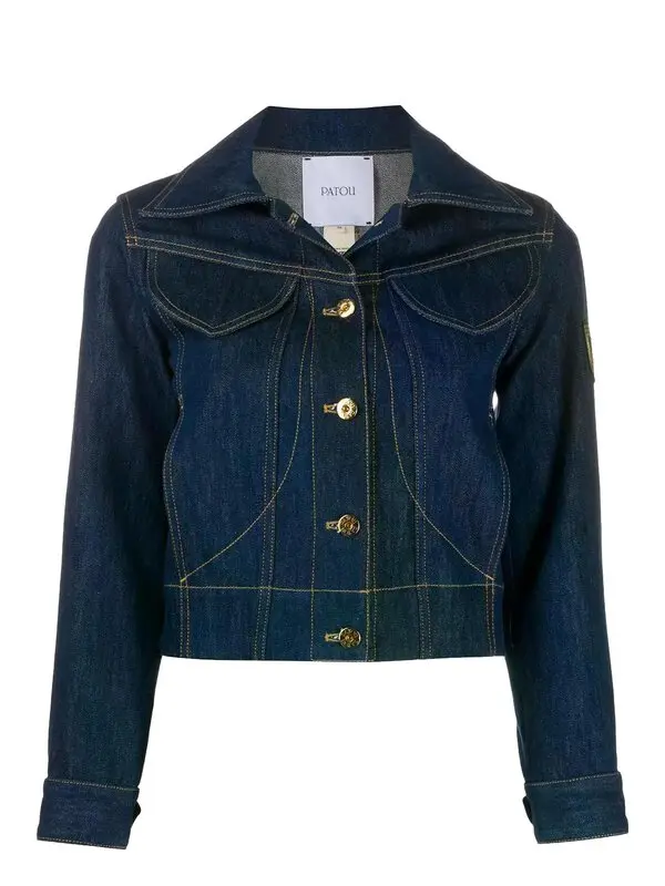 PATOU Logo-embroidered Denim Jacket - Blue