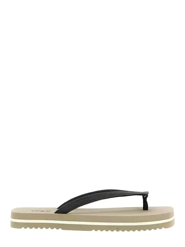 Brunello Cucinelli Monili Embroidered Flip-flops - Neutrals