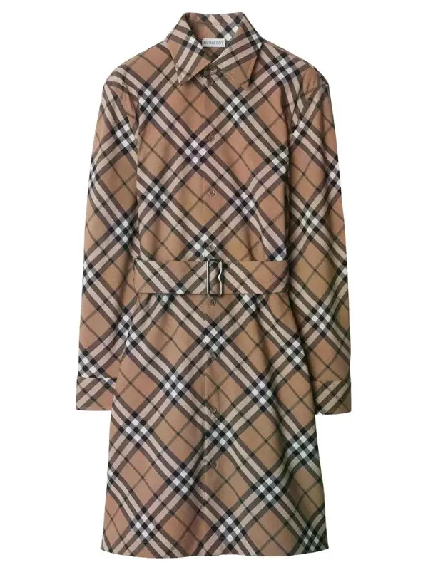 Burberry Checked Shirt Dress - Neutrals