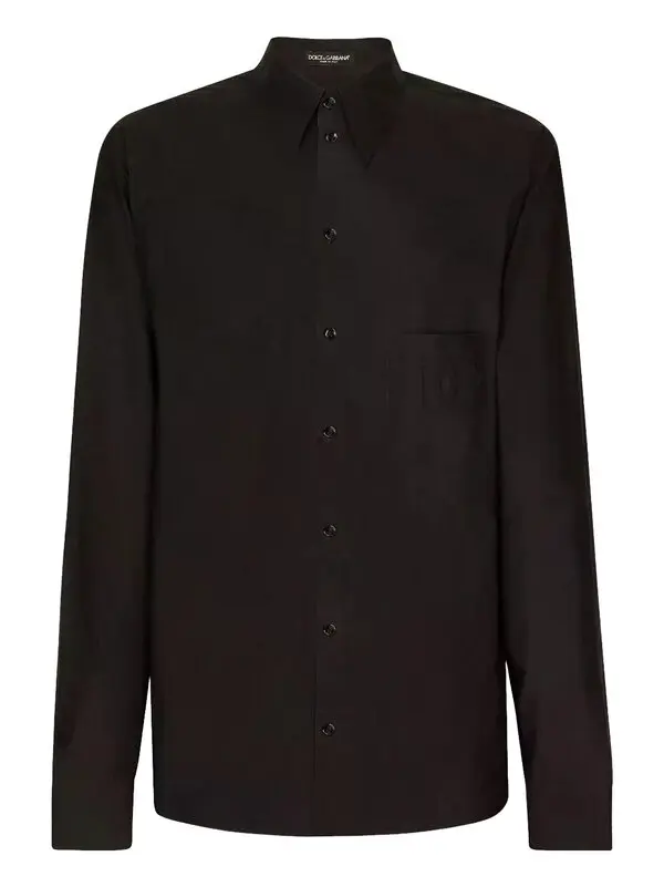 Dolce & Gabbana Logo-motif Cotton-blend Shirt - Black