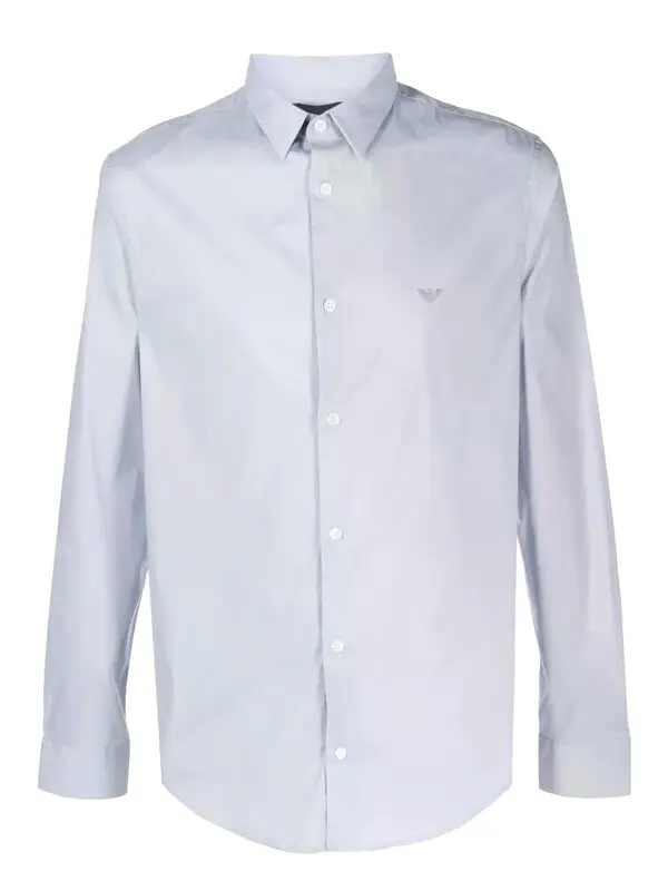 Emporio Armani Logo-embroidered Long-sleeve Shirt - Blue