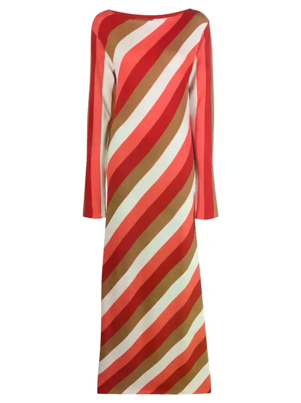 La DoubleJ Swing Striped Knit Maxi Dress - Red