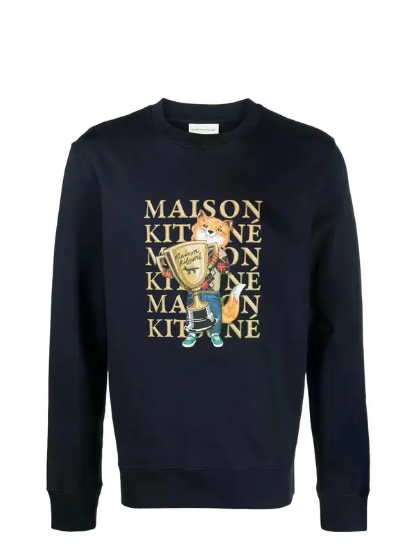 Maison Kitsuné Fox Champion Cotton Sweatshirt - Blue