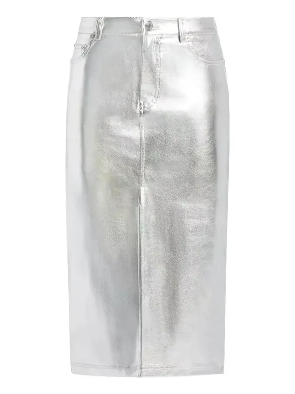 Staud Oaklyn Metallic-effect Midi Skirt - Silver
