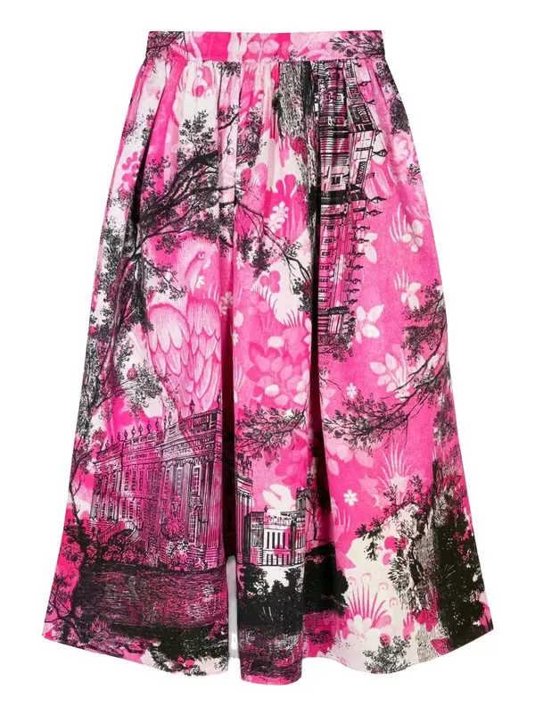 Erdem Printed Jacquard Midi Skirt - Pink