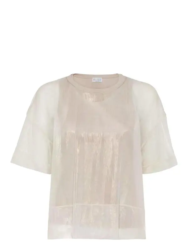 Brunello Cucinelli Semi-sheer Layered T-shirt - Neutrals
