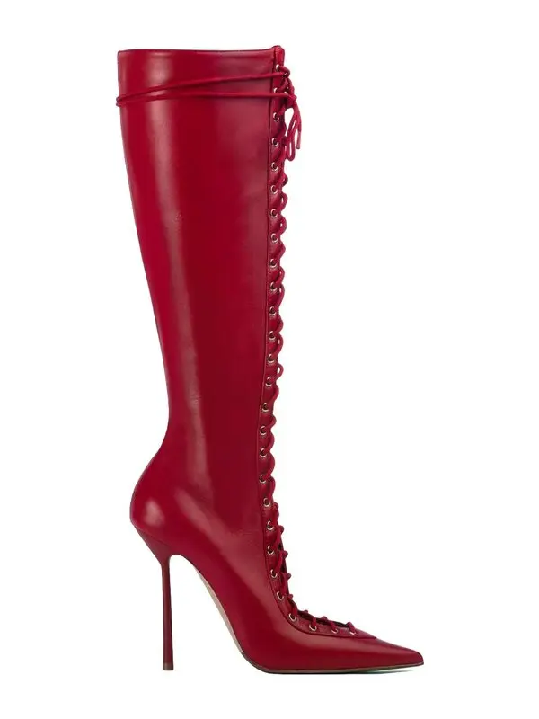 LE SILLA Colette 120mm Lace-up Leather Boots - Red