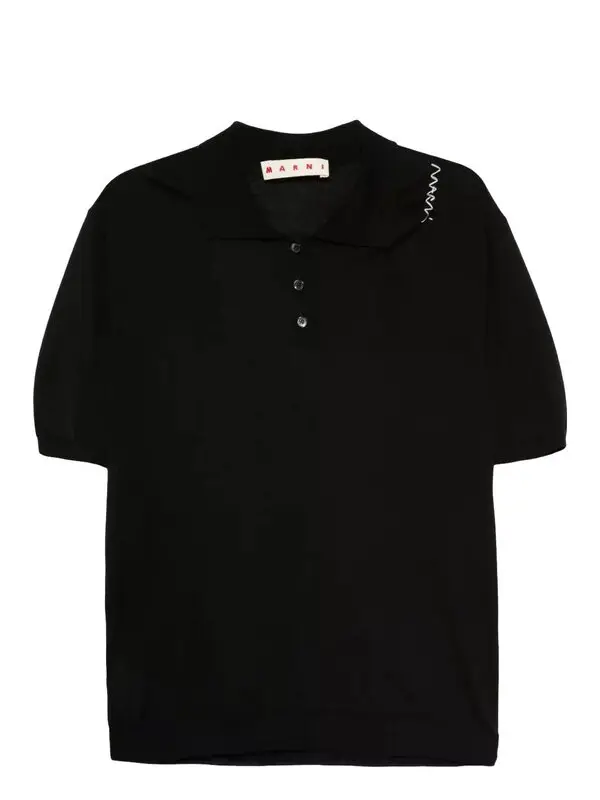 Marni Knitted Polo Top - Black