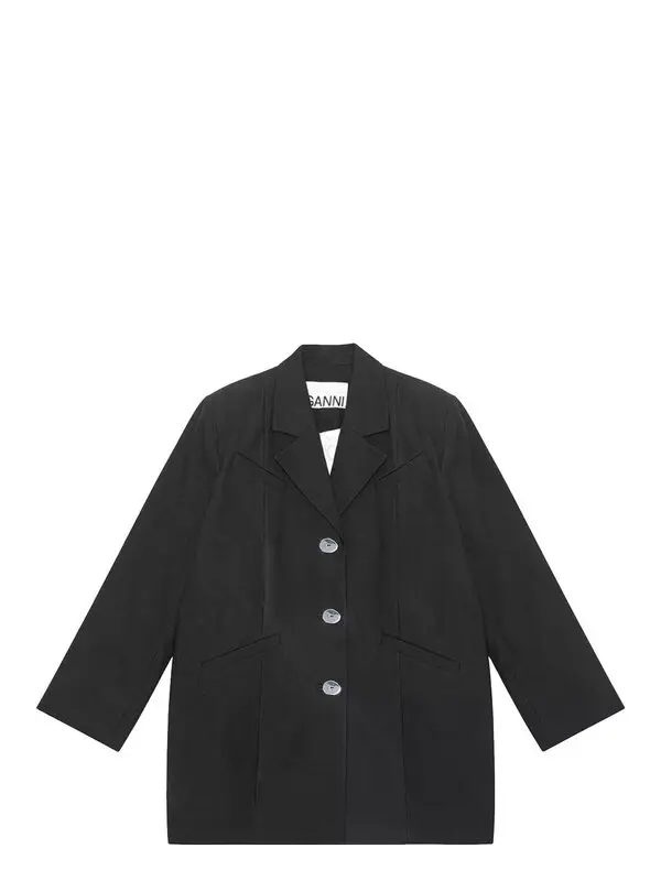 GANNI Suiting Cotton Blazer - Black