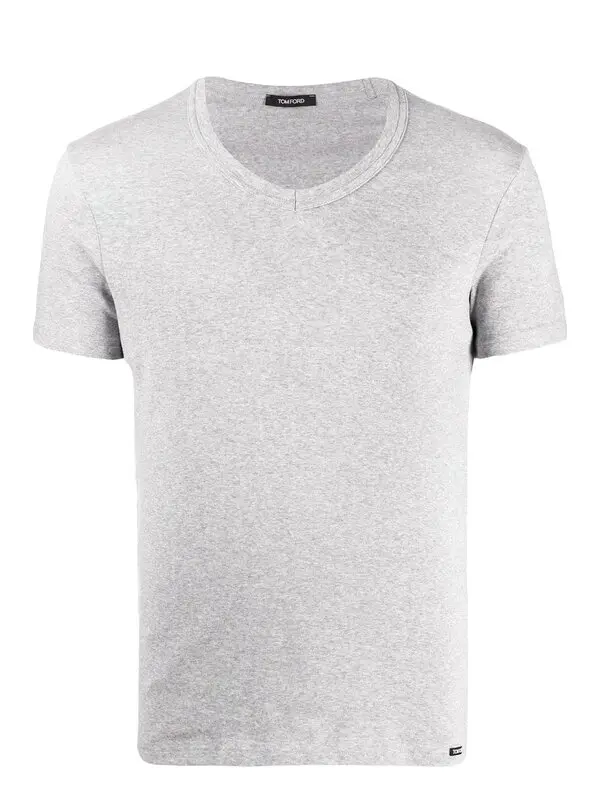 TOM FORD Logo Patch V-neck T-shirt - Grey