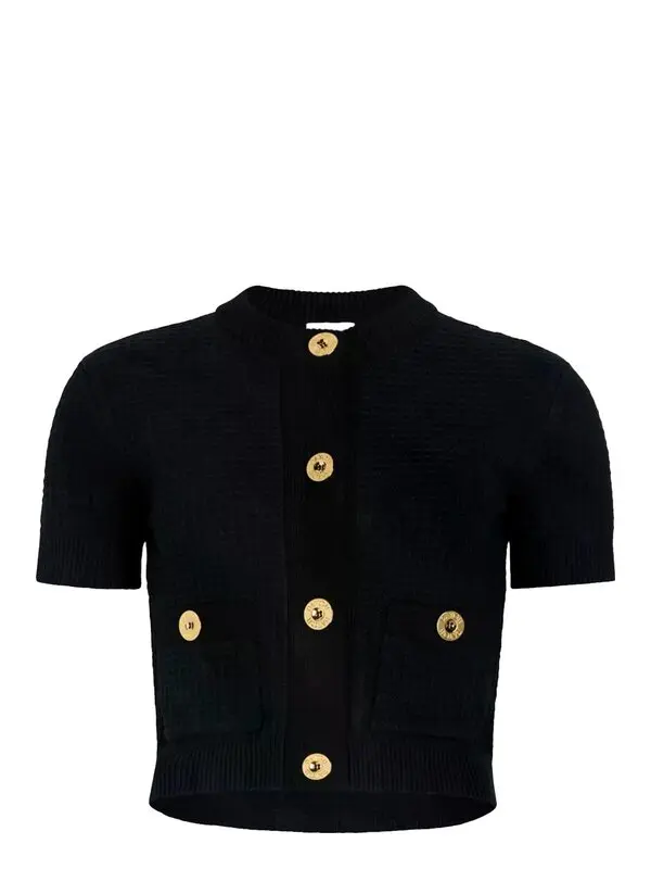 PATOU Cropped Waffle-knit Cardigan - Blue