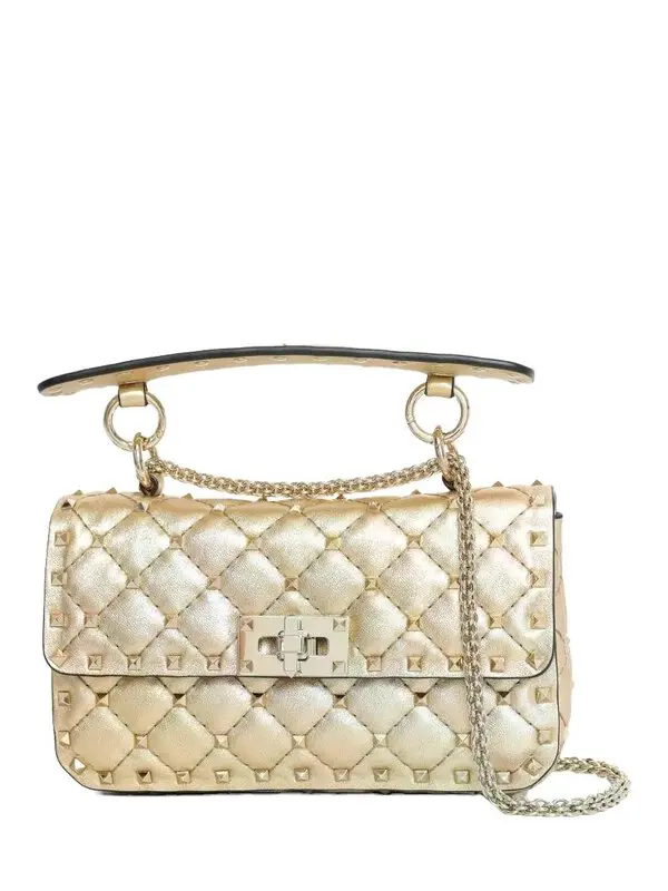 Valentino Garavani Rockstud Spike Small Quilted Laminated Nappa Bag - Neutrals