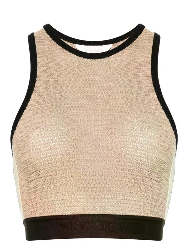 Palm Angels Logo-tape Knitted Tank Top - Neutrals