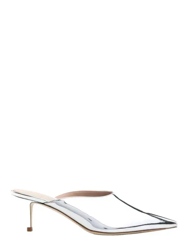 SCAROSSO Laura 60mm Patent Mules - Silver