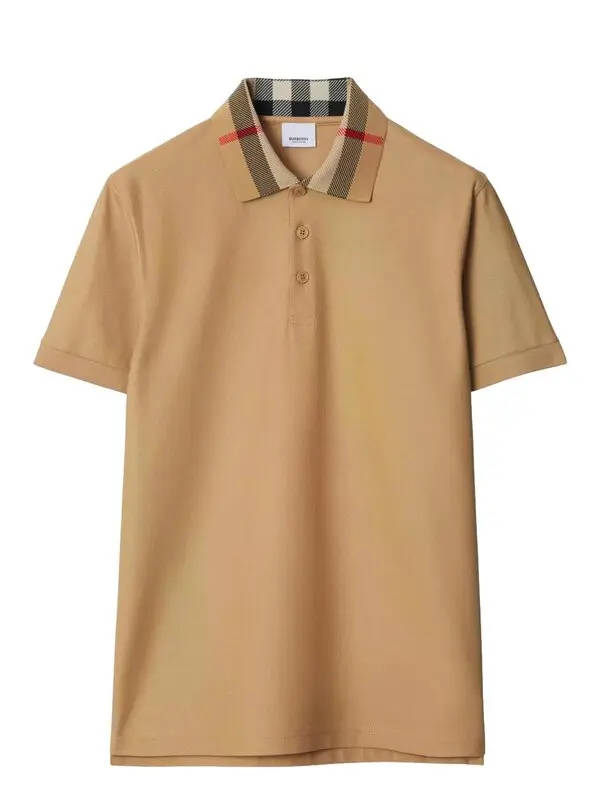 Burberry Check-detail Cotton Polo Shirt - Neutrals