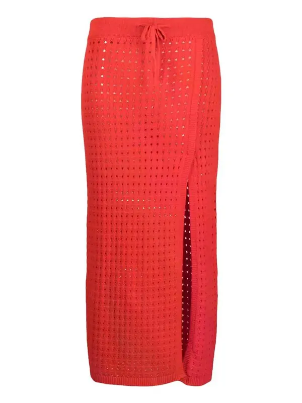 Cashmere In Love Mona Crochet-knit Midi Skirt - Red