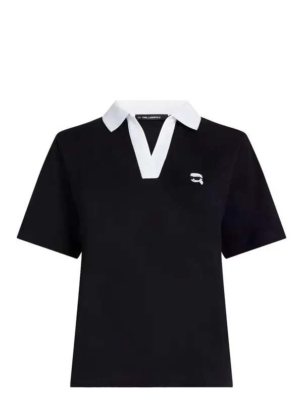 Karl Lagerfeld Logo-patch Polo Top - Black
