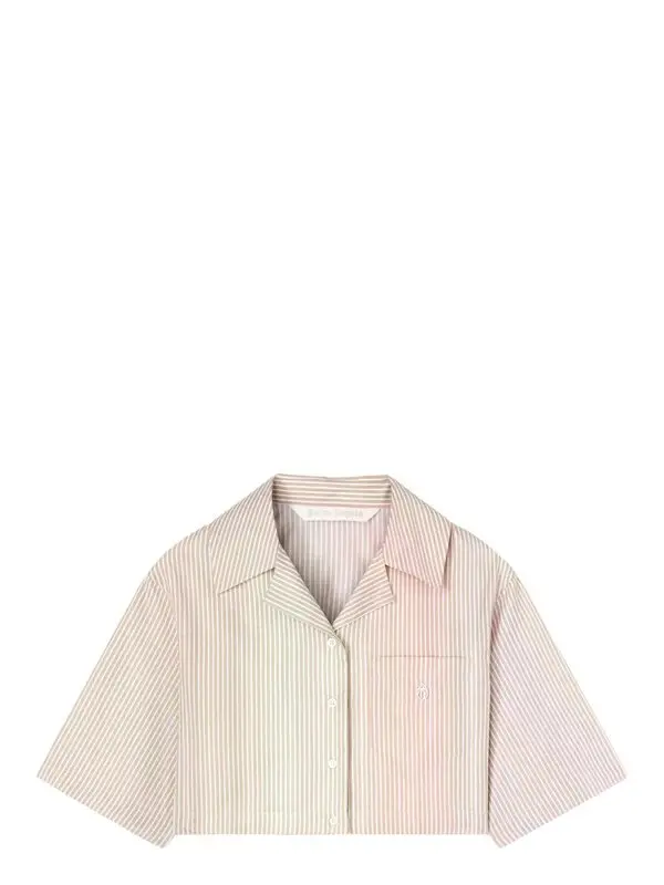 Palm Angels Logo Cropped Shirt - Neutrals