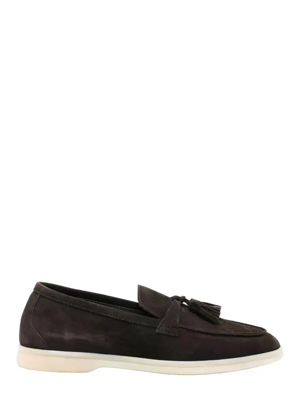 SCAROSSO Leandra Tassel-detail Suede Loafers - Brown