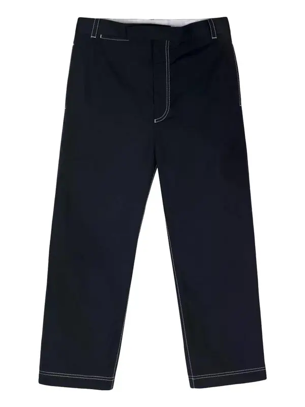 Thom Browne Straight-leg Trousers With Contrast Stitching - Blue