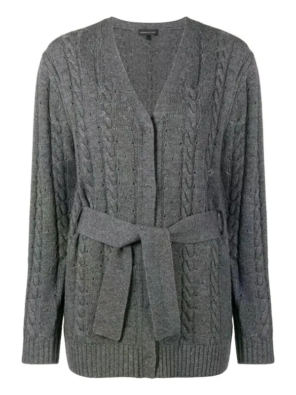 Cashmere In Love Cashmere Blend Cable Knit Cardigan - Grey