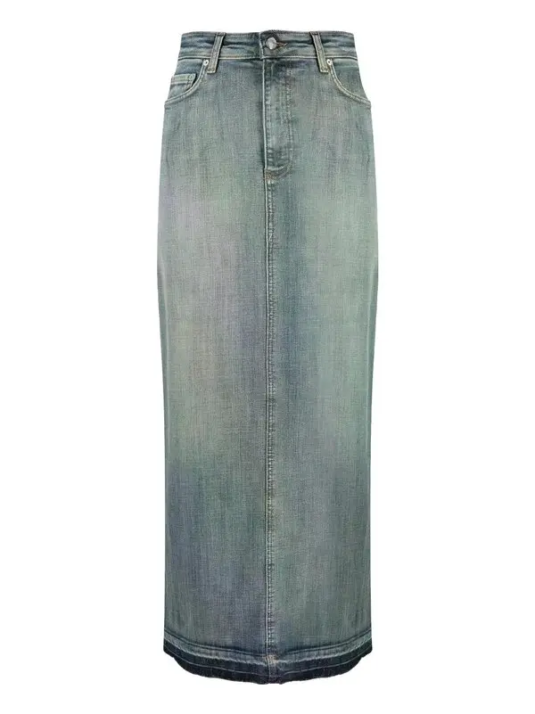 GANNI Organic Cotton Blend Denim Maxi Skirt - Blue