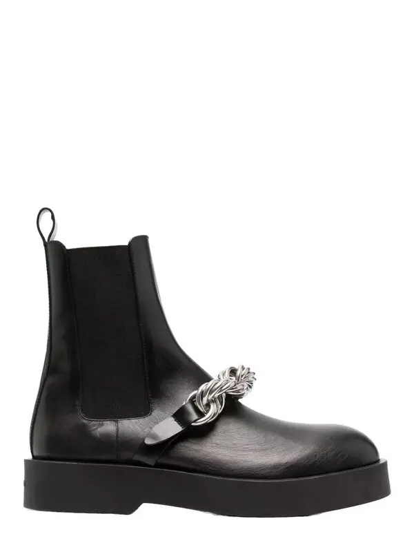 JIL SANDER Chain-link Leather Chelsea Boots - Black