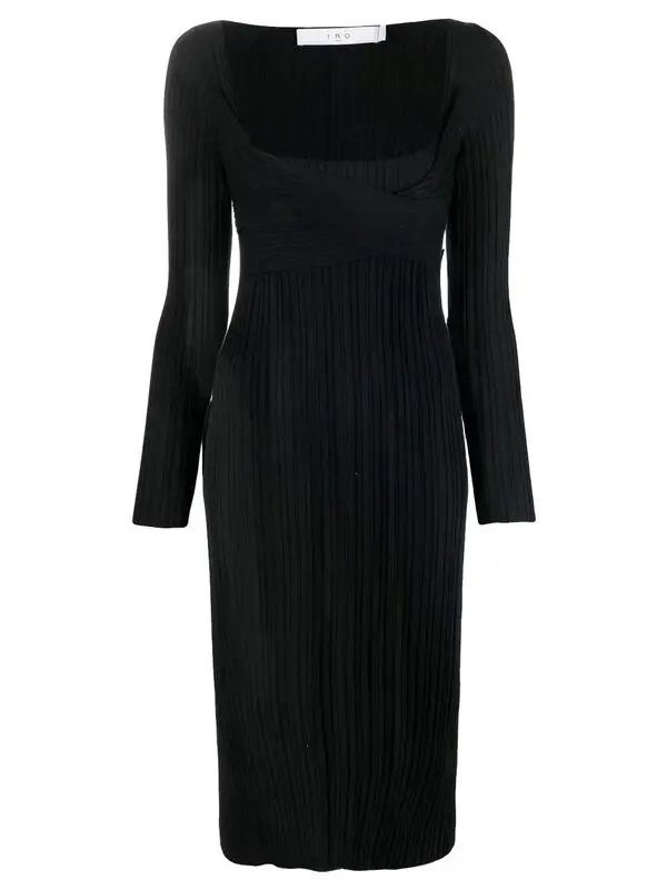 IRO PARIS Ribbed-knit Midi Dress - Black
