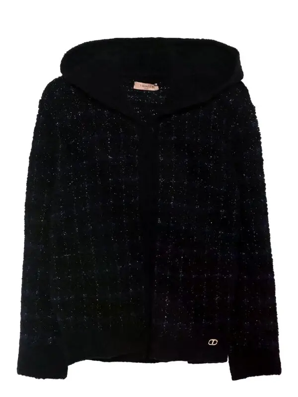 TWINSET Jacquard Knit Checked Jacket - Blue