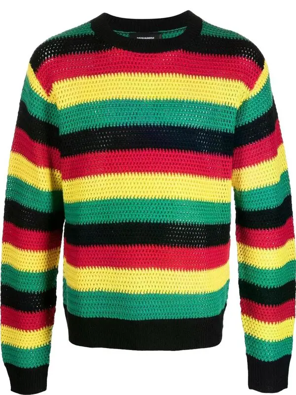 Dsquared2 Virgin Wool Open Knit Jumper - Red
