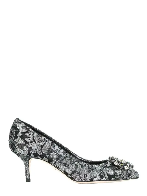 Dolce & Gabbana Bellucci Lace Pumps With Brooch - Black