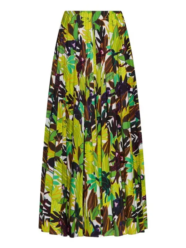 Valentino Garavani Monkey Forest Pleated Midi Skirt - Green