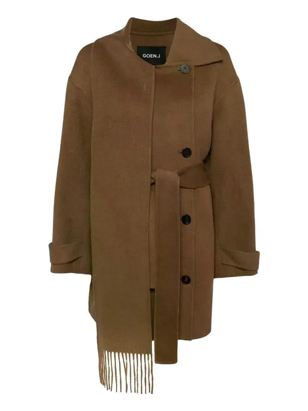 Goen.j Double-faced Muffler Coat - Brown