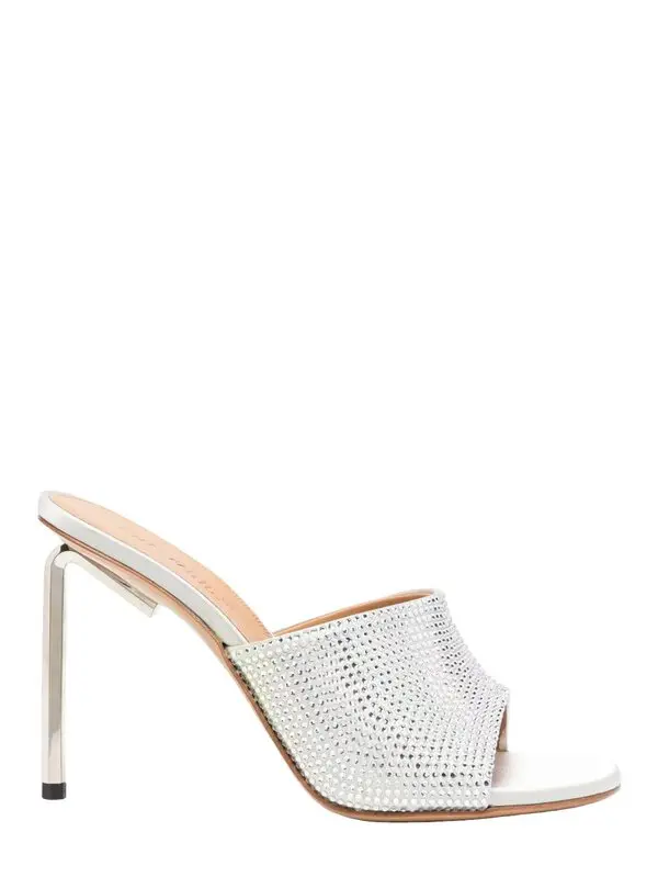 Off-White Allen 100mm Crystal-embellished Satin Mules - Grey