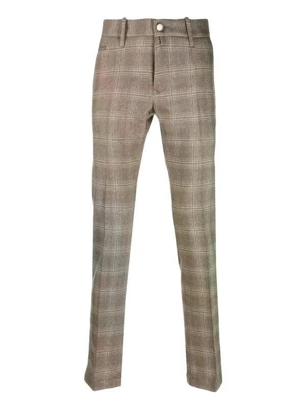 Jacob Cohen Plaid Wool-blend Tapered Trousers - Brown