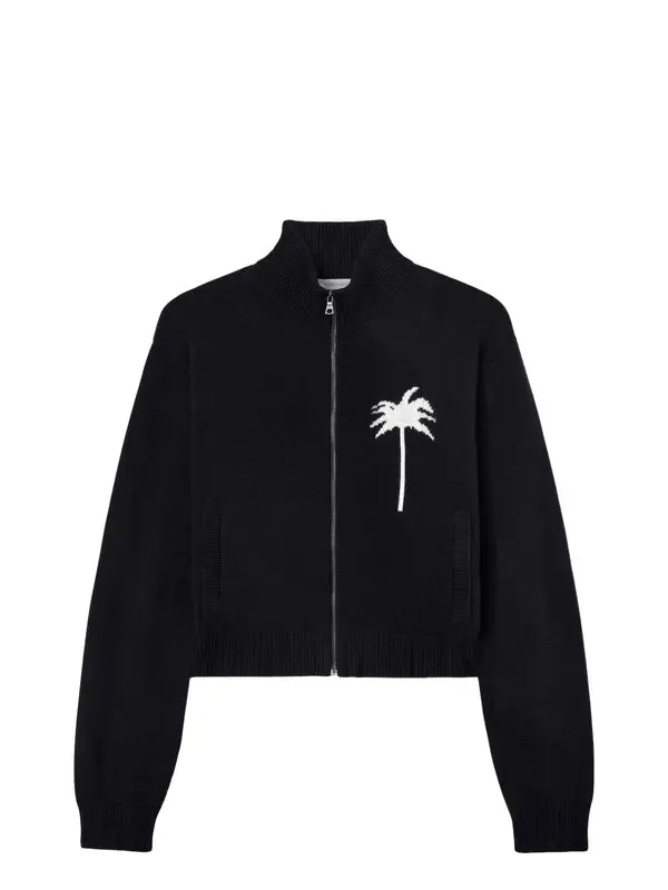 Palm Angels Palm Tree Knitted Track Top - Black