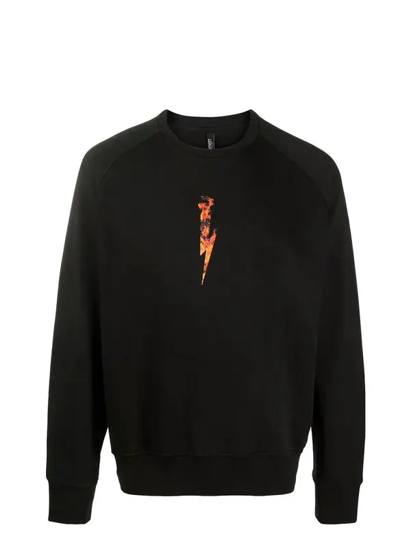 Neil Barrett Flames Logo Print Sweatshirt - Black