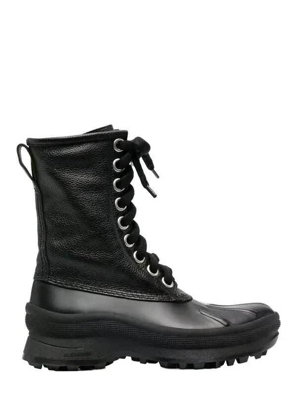 JIL SANDER Lace-up Calf Leather Combat Boots - Black
