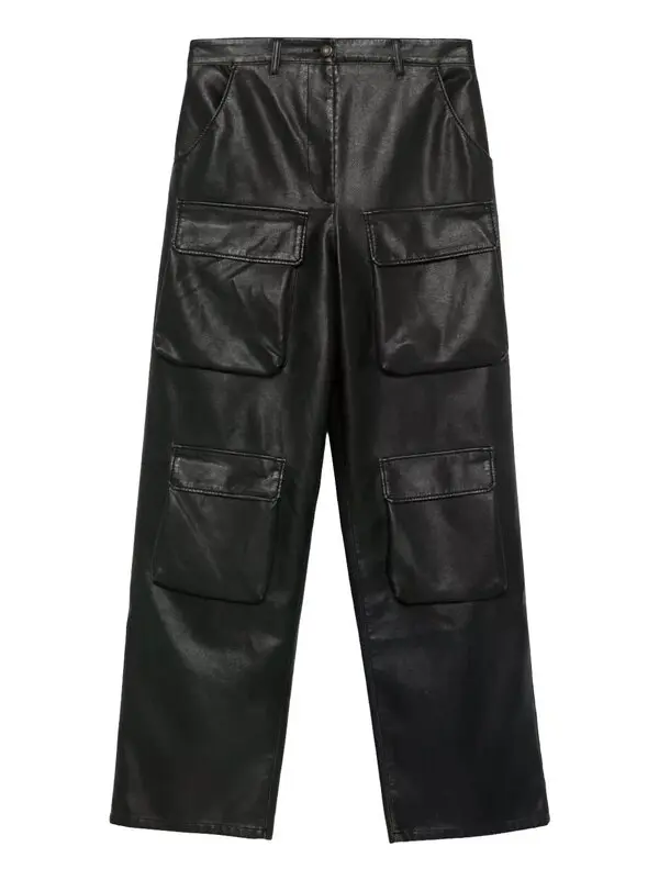 MSGM Faux-leather Cargo Pants - Black