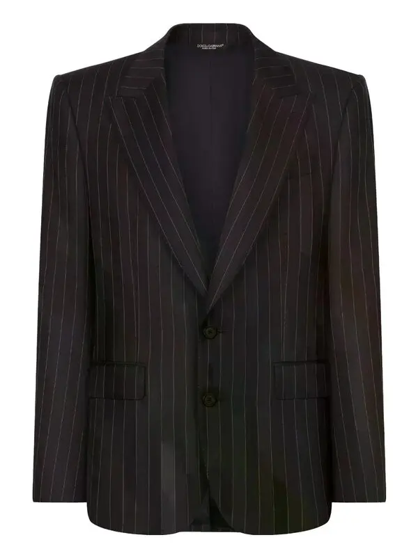 Dolce & Gabbana Striped Single-breasted Blazer - Black
