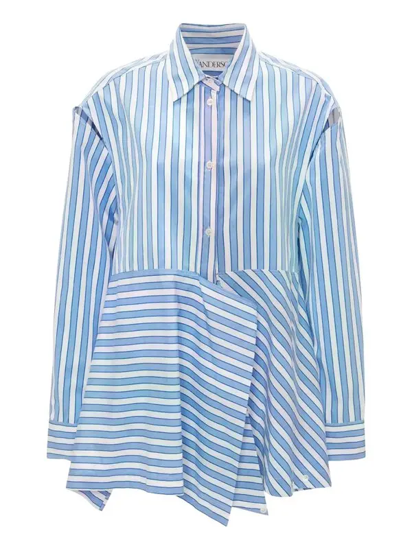 JW Anderson Striped Draped Cotton Shirt - Blue